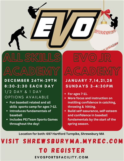 Shrewsbury Parks & Recreation: EVO Academy Baseball Clinics