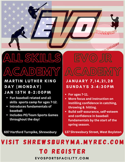 Shrewsbury Parks & Recreation: EVO Academy Baseball/Softball Clinics